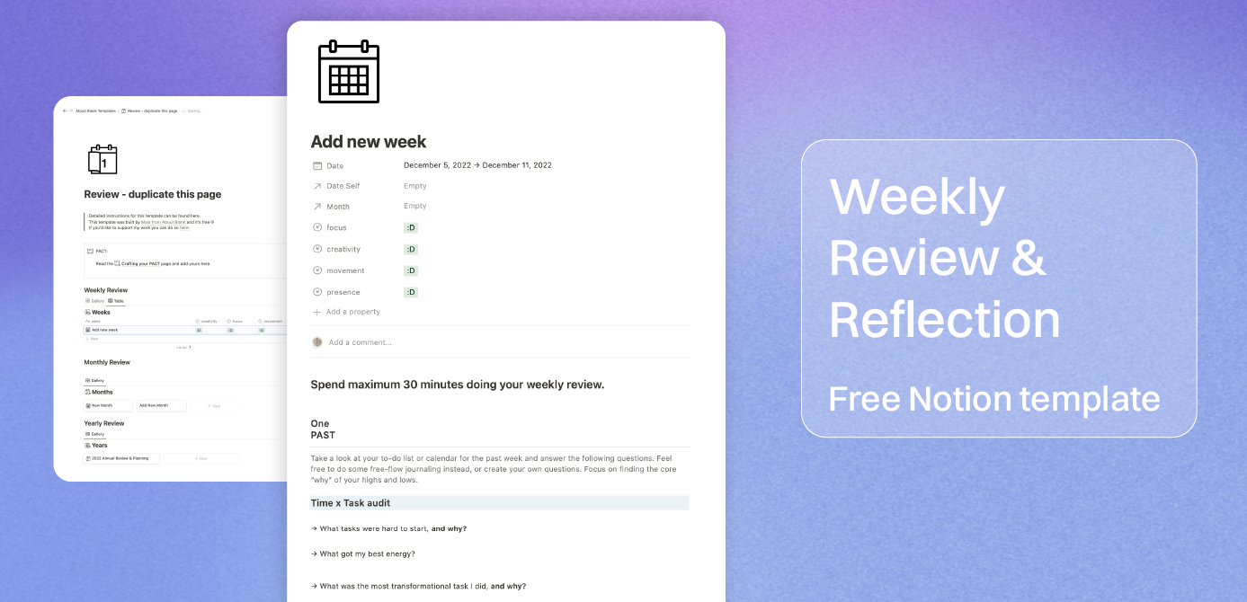 Weekly Review and Reflection ritual (+ Free template)